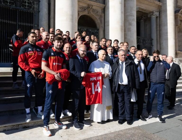 Pope Leo XIV hosts Malta national football team in a special audience ...